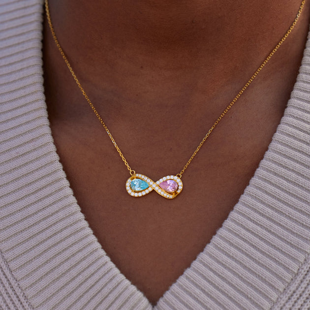Mother & Daughter Teardrop Infinity Necklace