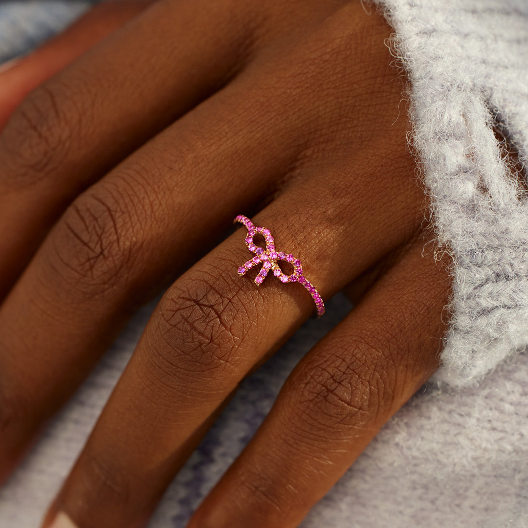 Pink Pavé Bow Ring-Gifts For Women, 925 Silver Rings