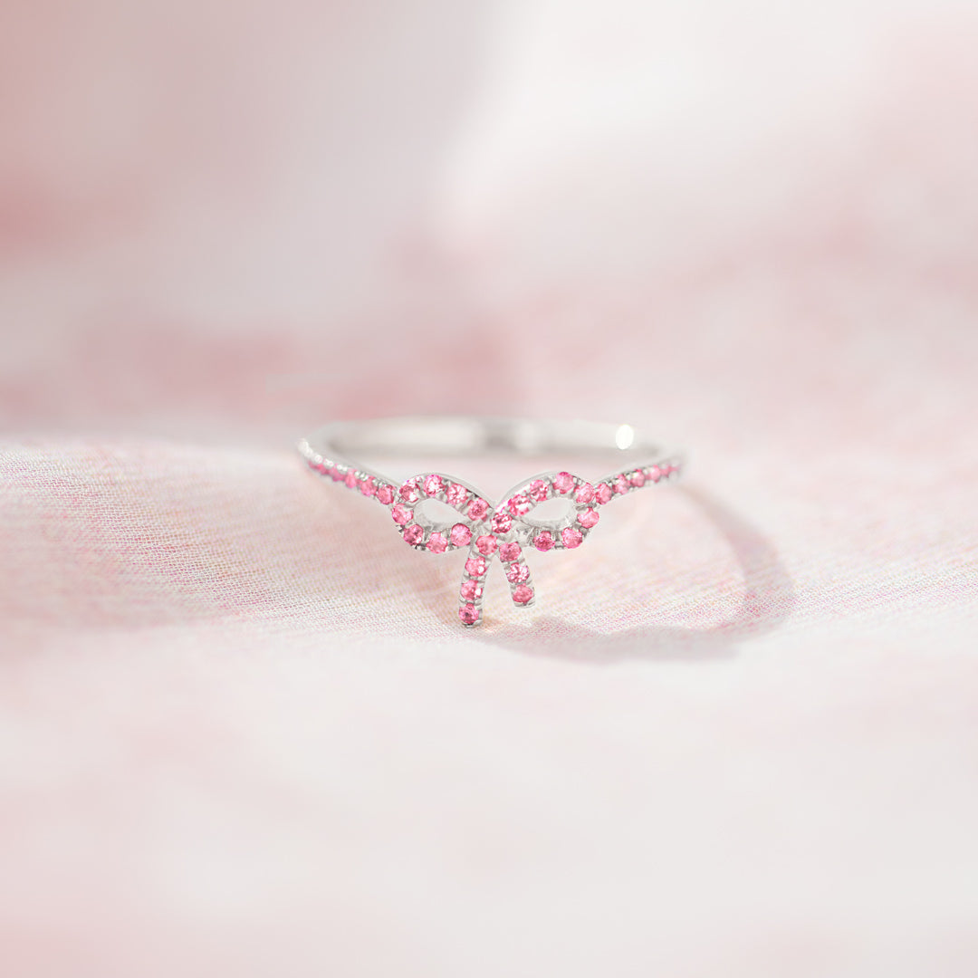 Pink Pavé Bow Ring-Gifts For Women, 925 Silver Rings