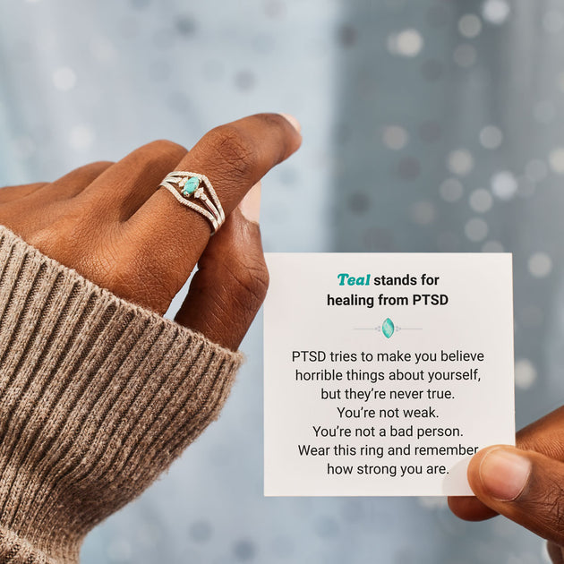 Healing From PTSD Teal Marquise Ring