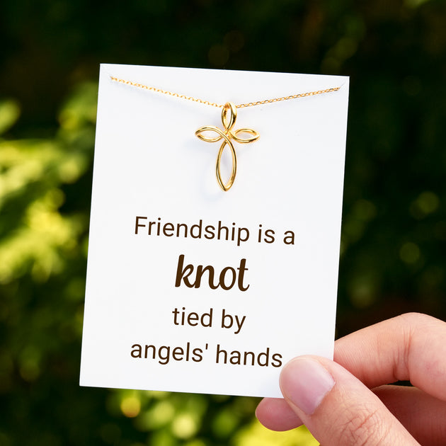 Tied By Angels' Hands Golden Knot Necklace