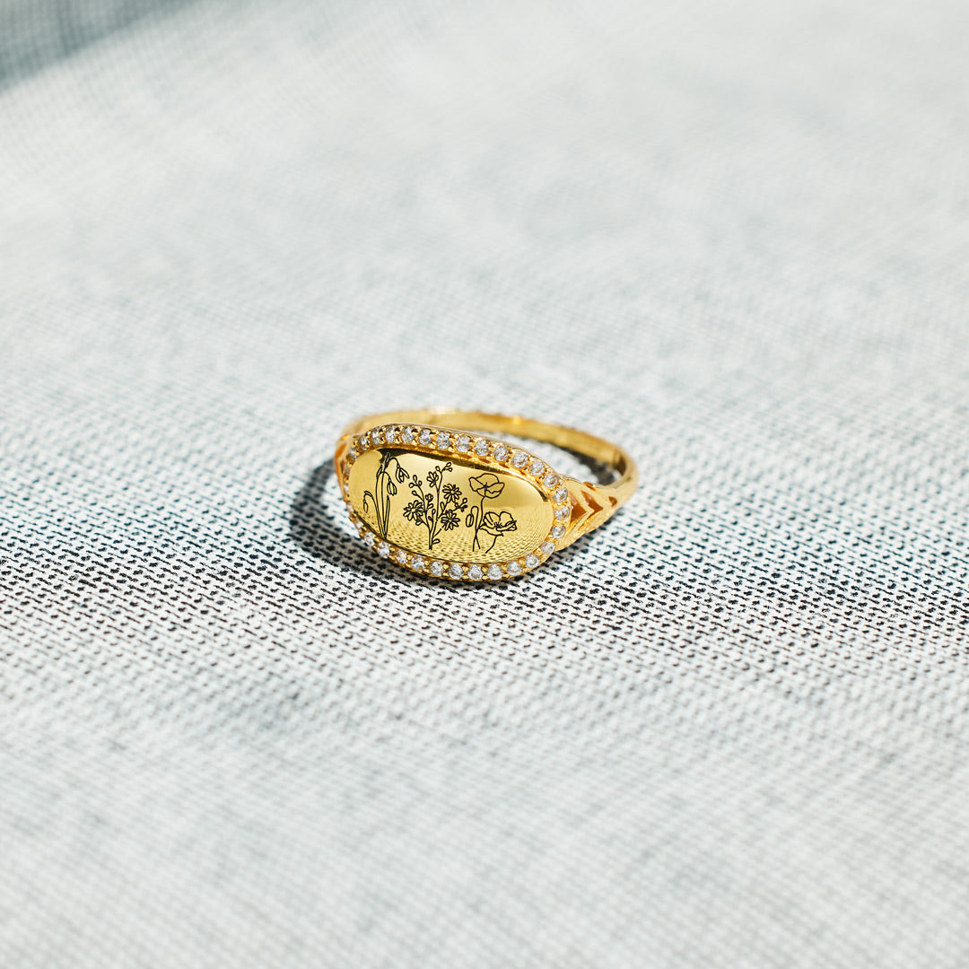 Birth Month Flowers Signature Ring