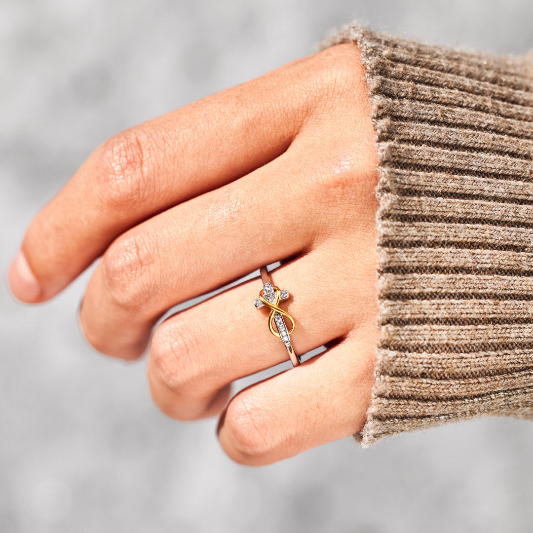Gods' Promises Are Forever Infinity Cross Ring-Christian Religious Gif